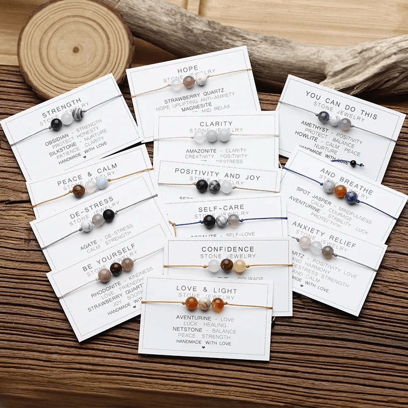 Adjustable 'Anxiety Relief' Natural Stone Wish / Friendship Bracelet ...