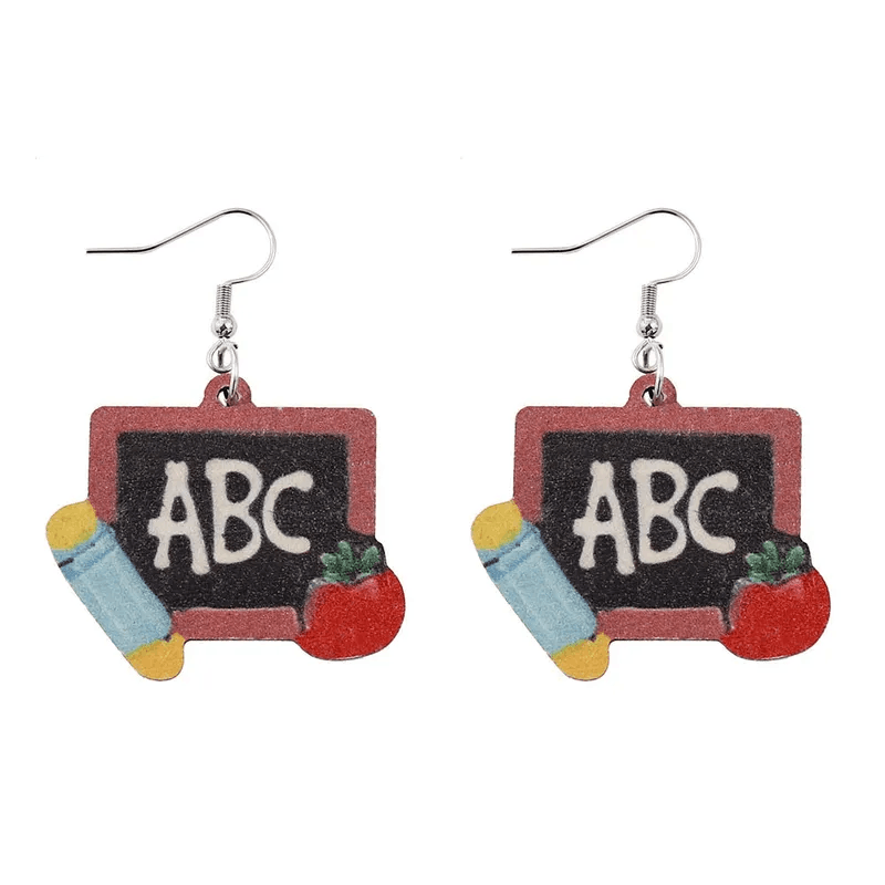 Adult's Wooden 'ABC Blackboard' Drop Earrings - Teacher Gift – Liberty ...